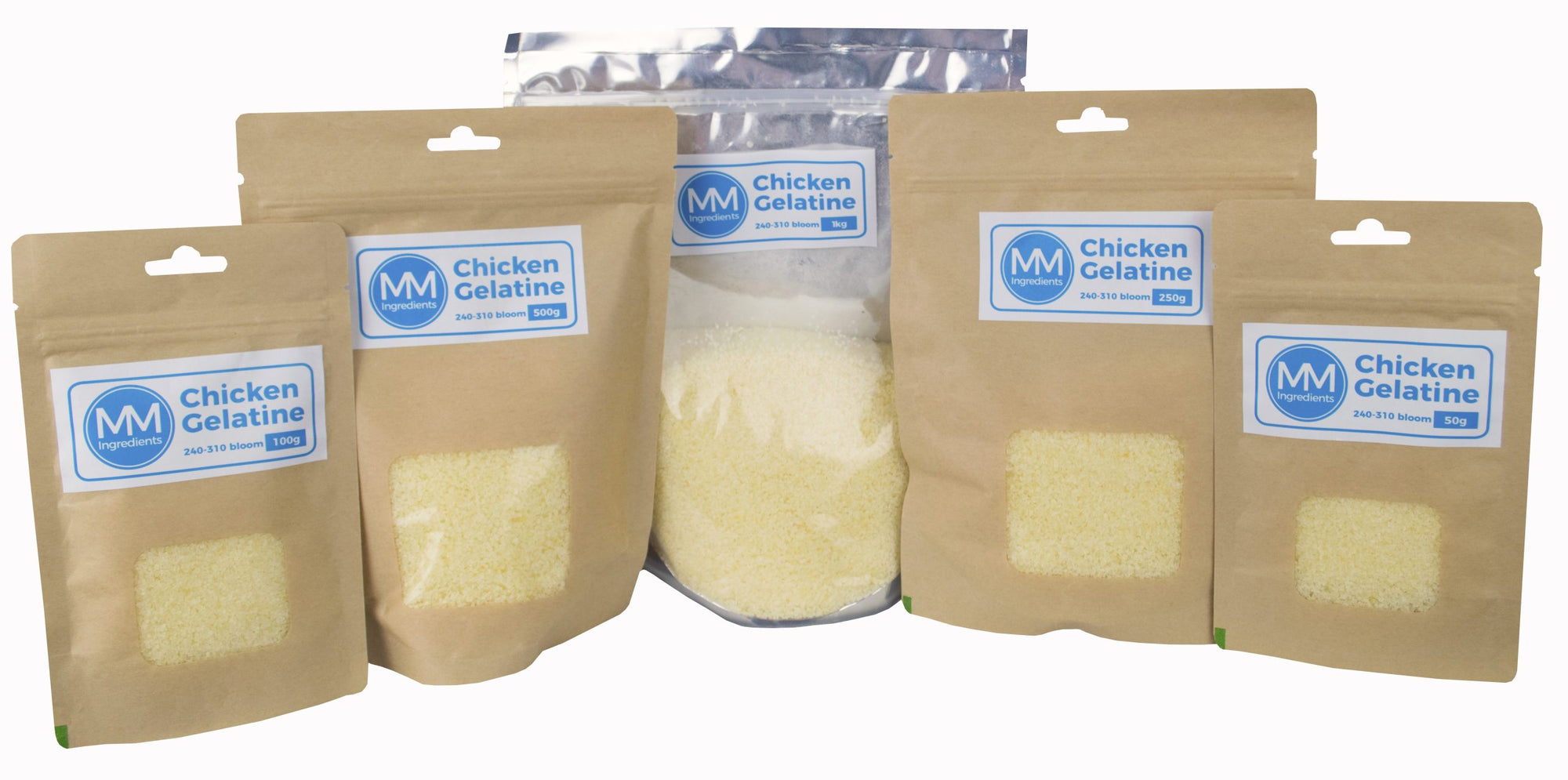 Chicken Gelatine available in 50g to 1Kg pouches - MM Ingredients
